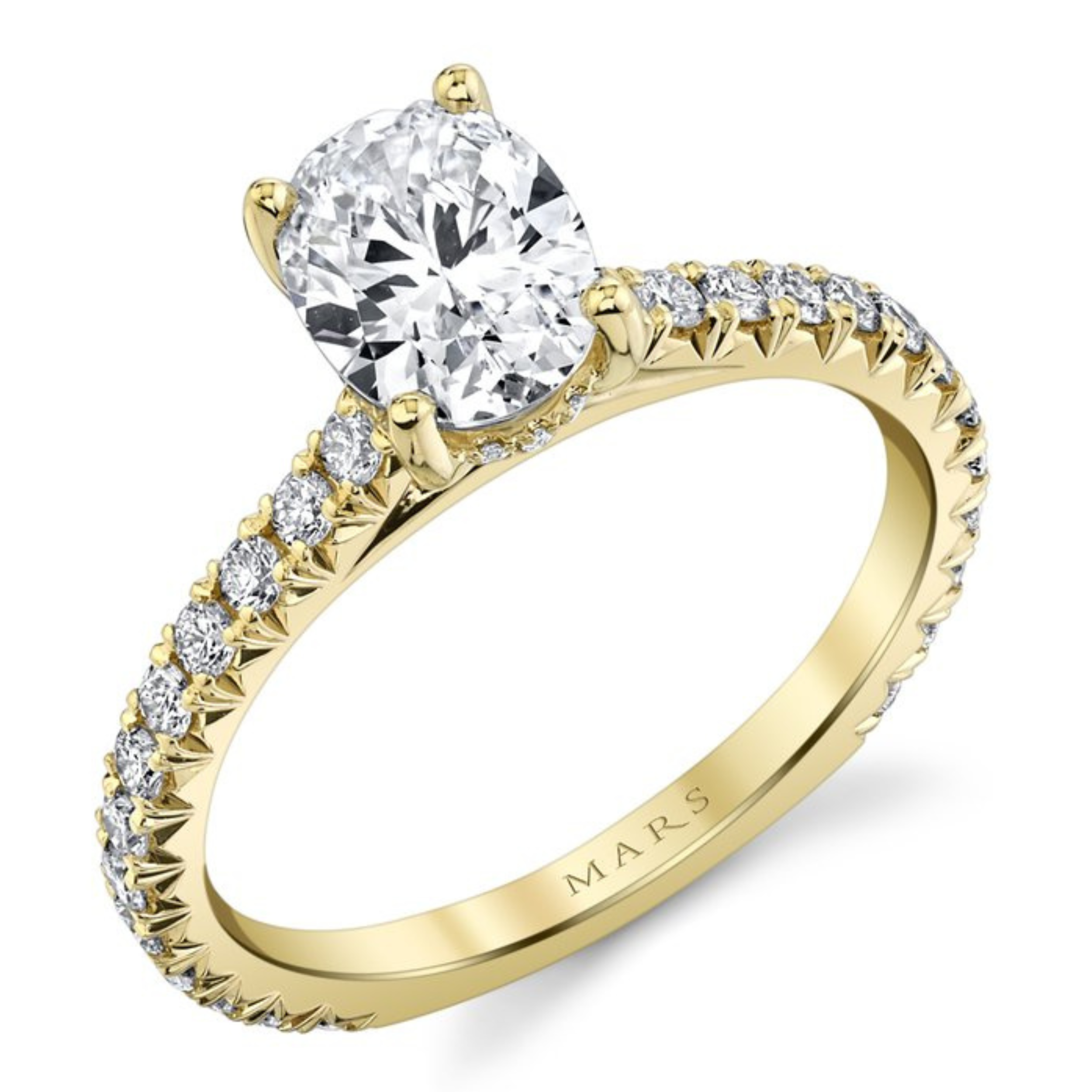 Mars Round Lab Grown Diamond 1.09 ct Halo Engagement Ring in 14K Yello ...