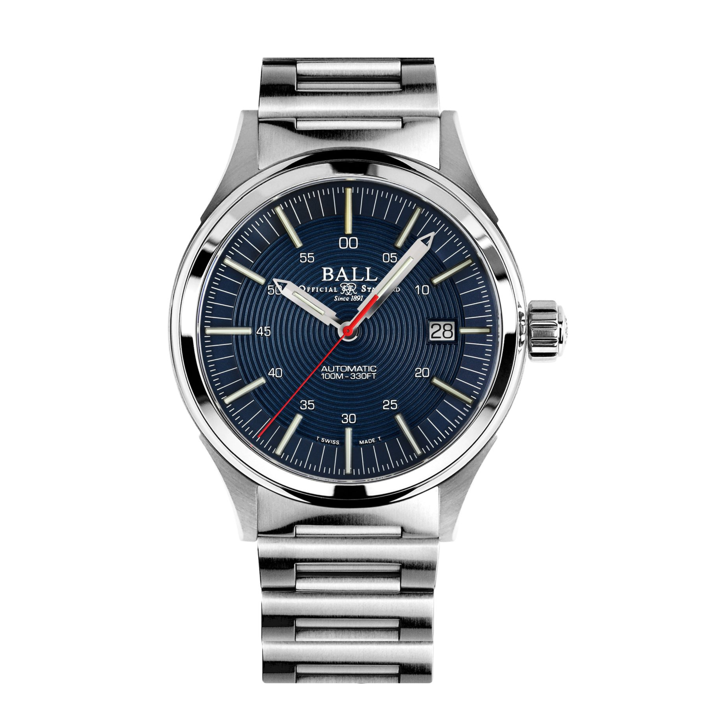 Ball Trainmaster NM2098 40mm Blue Stainless Steel Automatic Watch ...