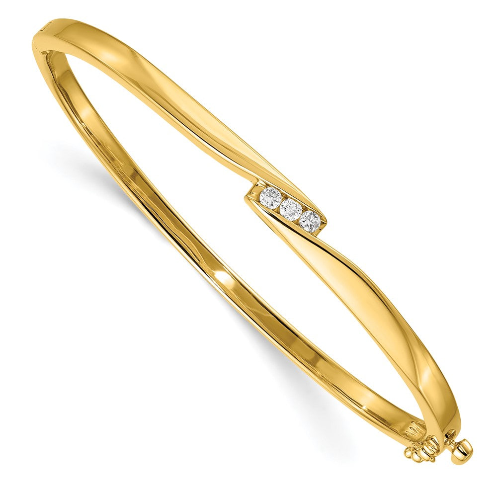 14k Gold Three-Stone Diamond Hinged Oval Bangle Bracelet – Marc ...